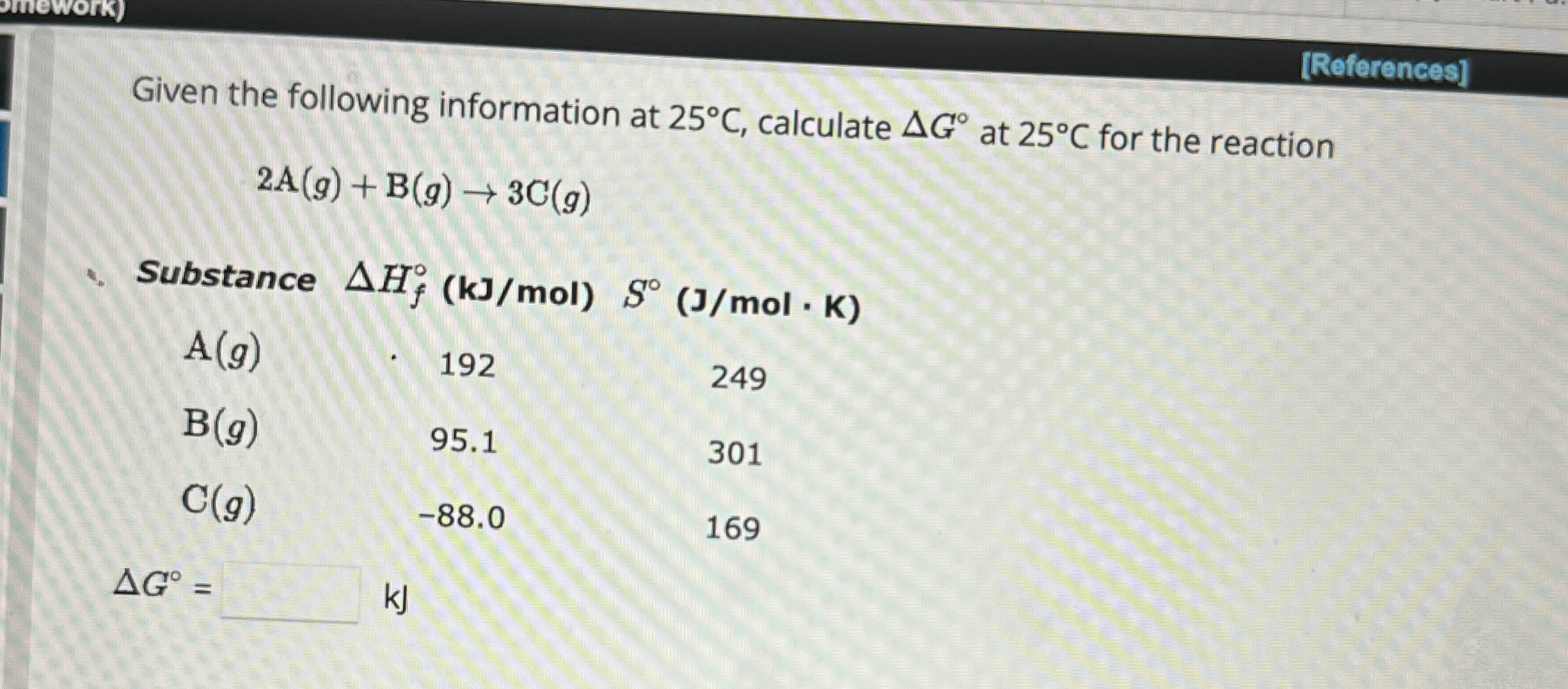 Solved [References]Given the following information at 25°C, | Chegg.com