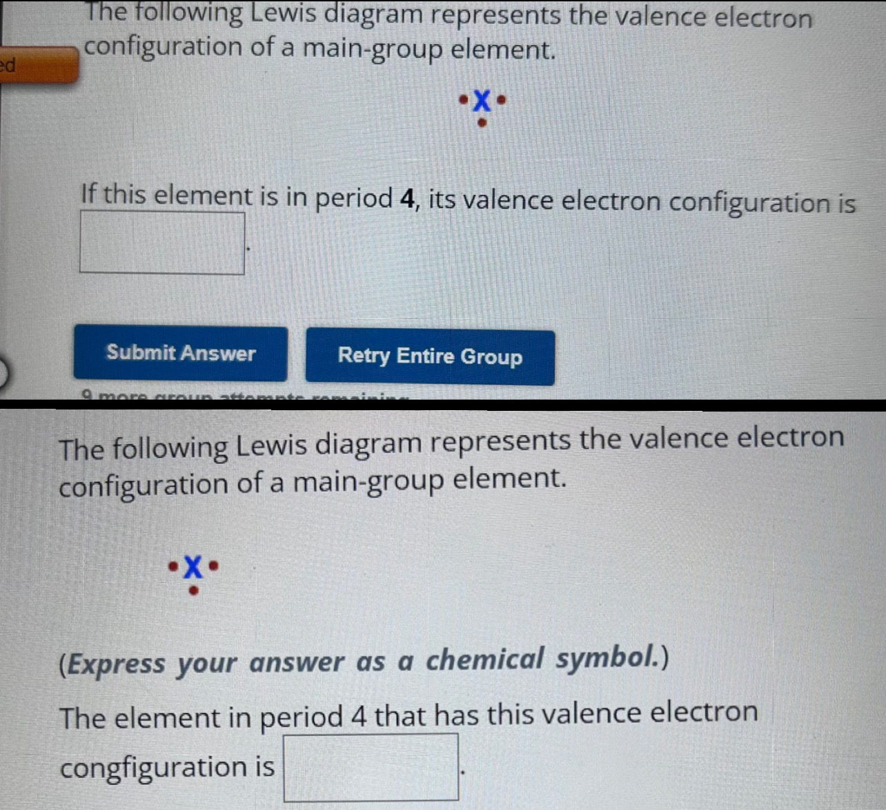 Solved The following Lewis diagram represents the valence | Chegg.com