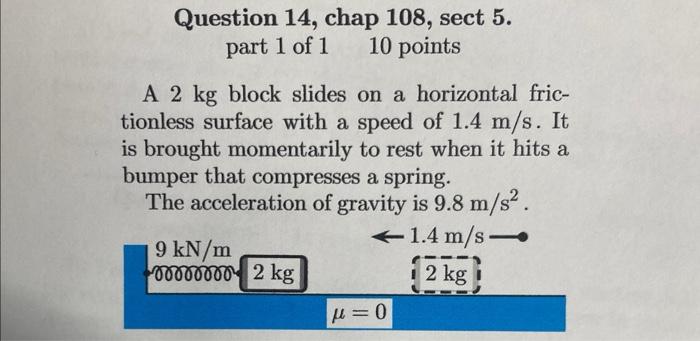 Solved A 2 kg block slides on a horizontal frictionless | Chegg.com