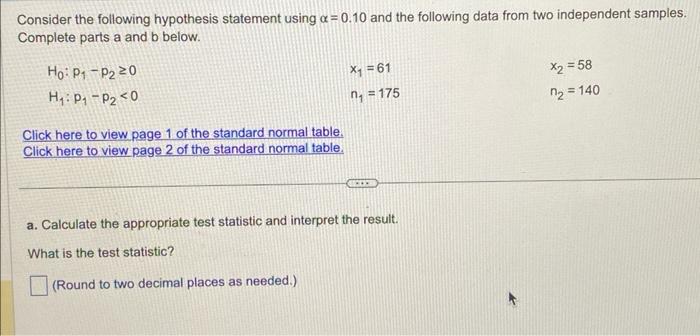 Solved Consider the following hypothesis statement using | Chegg.com