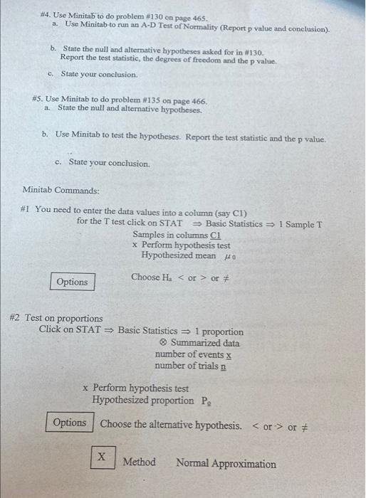 \#4. Use Minitab to do problem "130 on page 465. a. | Chegg.com