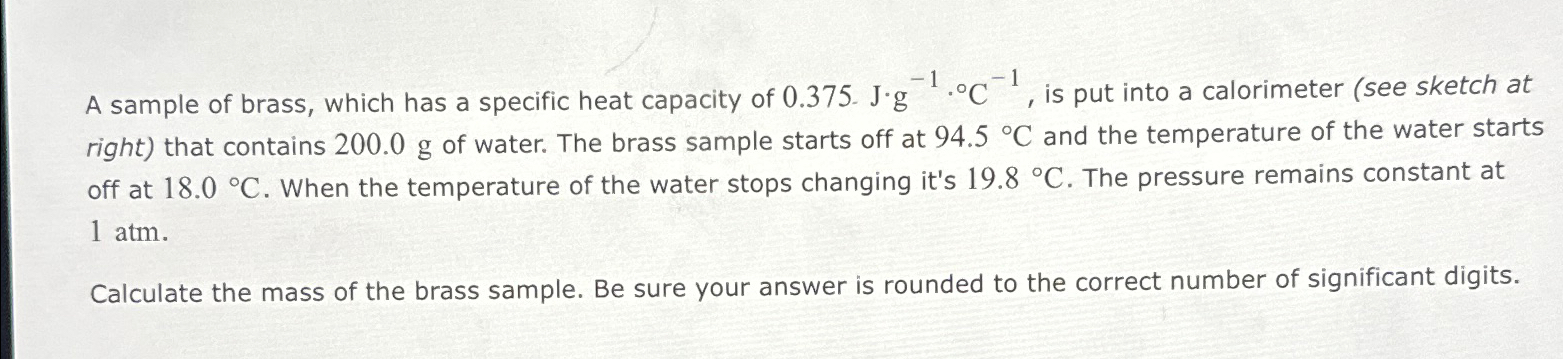 Solved A sample of brass, which has a specific heat capacity | Chegg.com