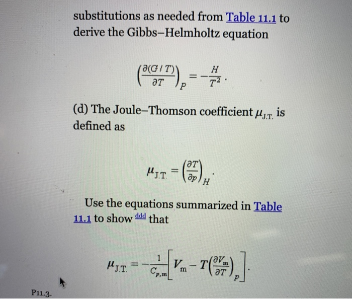 Solved (a) Start with the Gibbs equations and the | Chegg.com