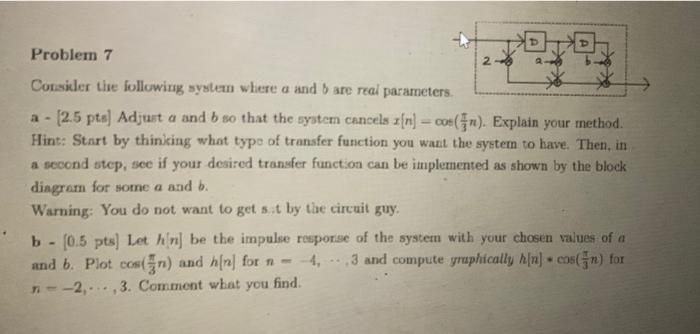 Problem 7 Consider the following system where a and b | Chegg.com