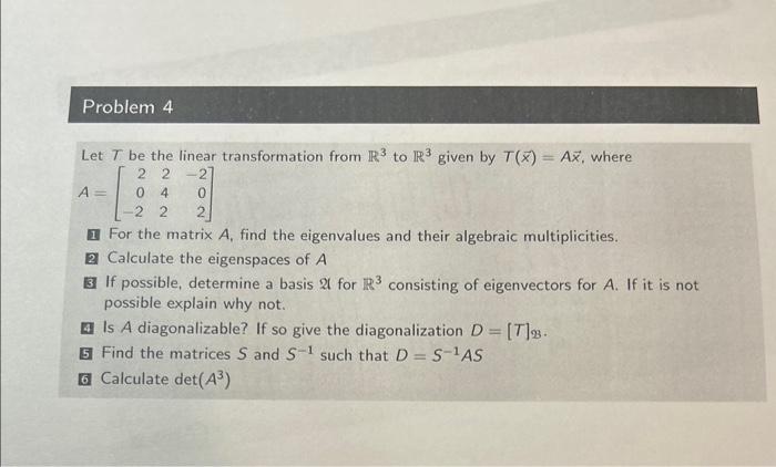 Solved Let T be the linear transformation from R3 to R3 | Chegg.com