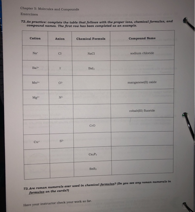 Solved Chapter 5: Molecules and Compounds Exercises 72. As | Chegg.com