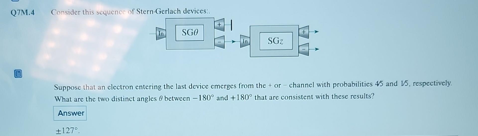 Solved Q7M.4 Consider this sequence of Stern-Gerlach | Chegg.com