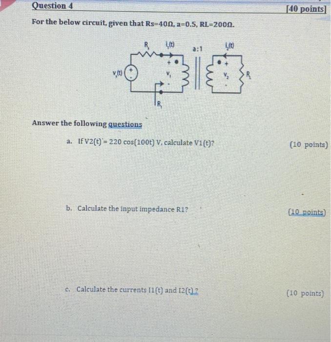 Solved Question 3 [30 points) a) Compute the admittance (Y) | Chegg.com