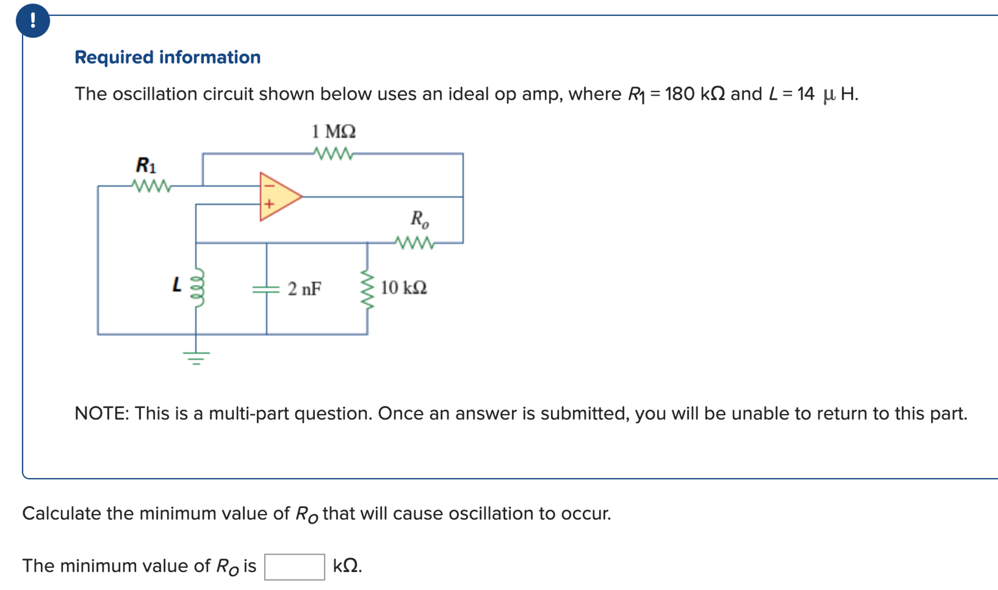 Solved Required informationThe oscillation circuit shown | Chegg.com