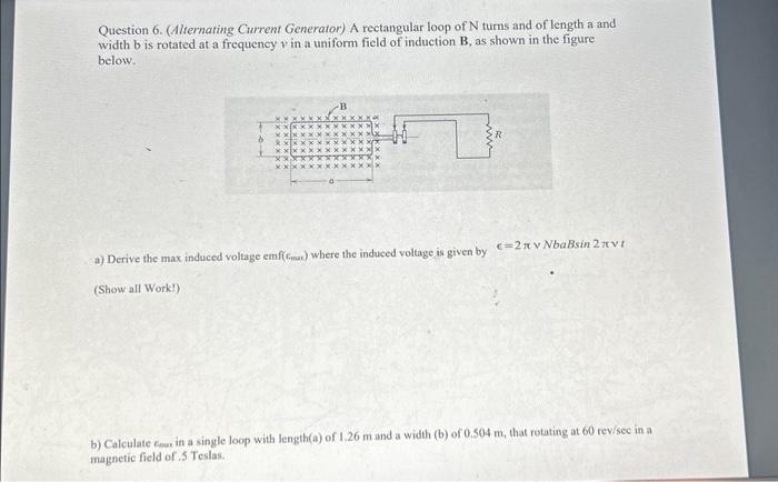 Solved Question 6. (Alternating Current Generator) A | Chegg.com