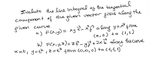 Solved Evalute the line integral of the tangential component | Chegg.com