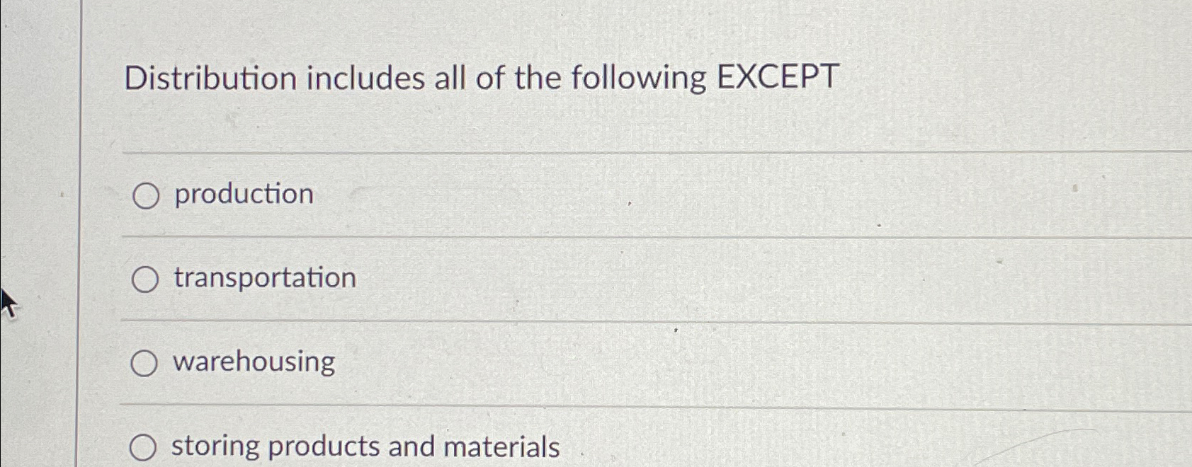 Solved Distribution includes all of the following | Chegg.com