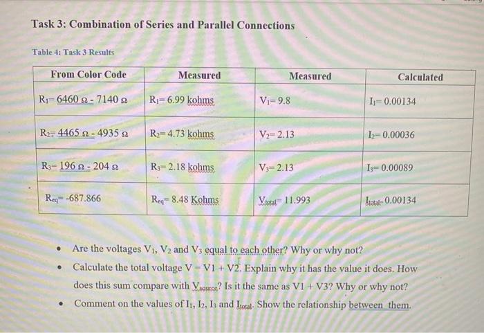 Solved Task 3: Combination of Series and Parallel | Chegg.com