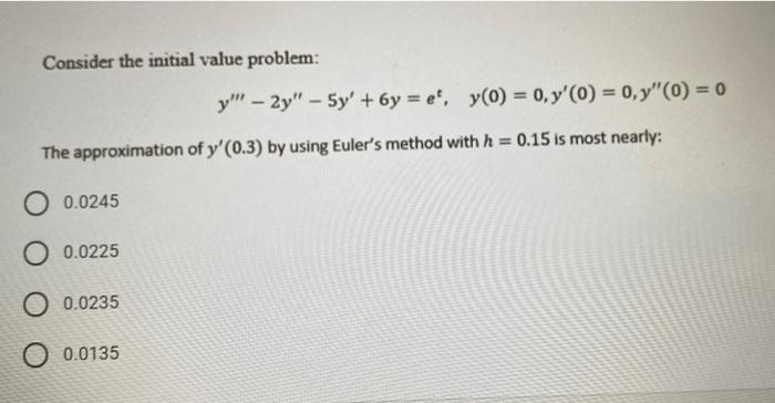 Solved Consider the initial value problem: y'' – 2y" - 5y' + | Chegg.com