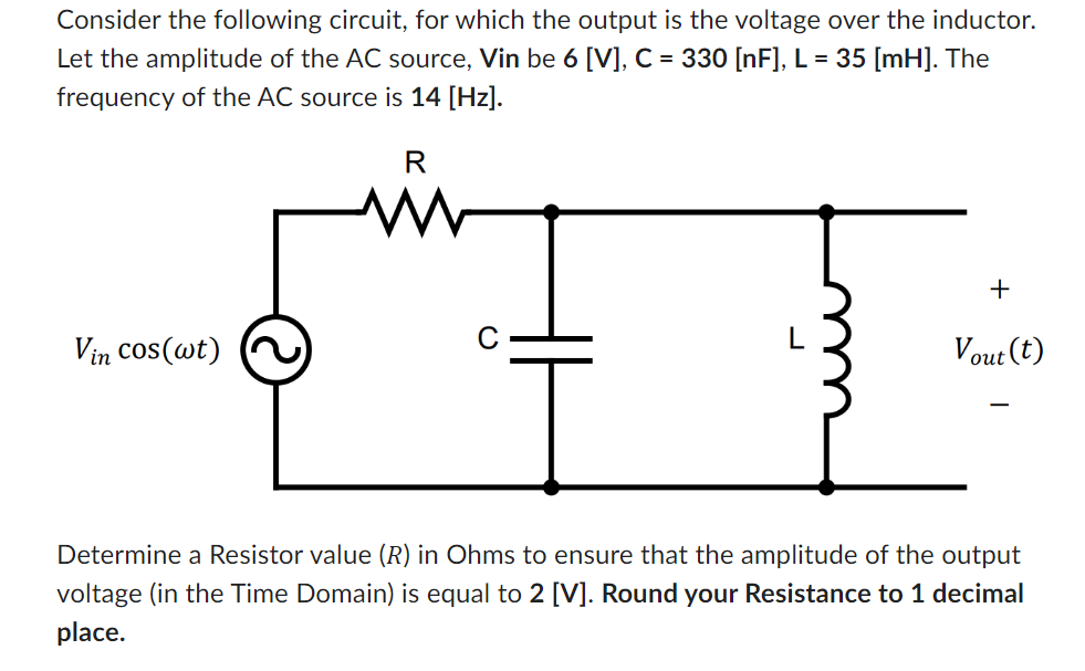 Solved Consider the following circuit, for which the output | Chegg.com