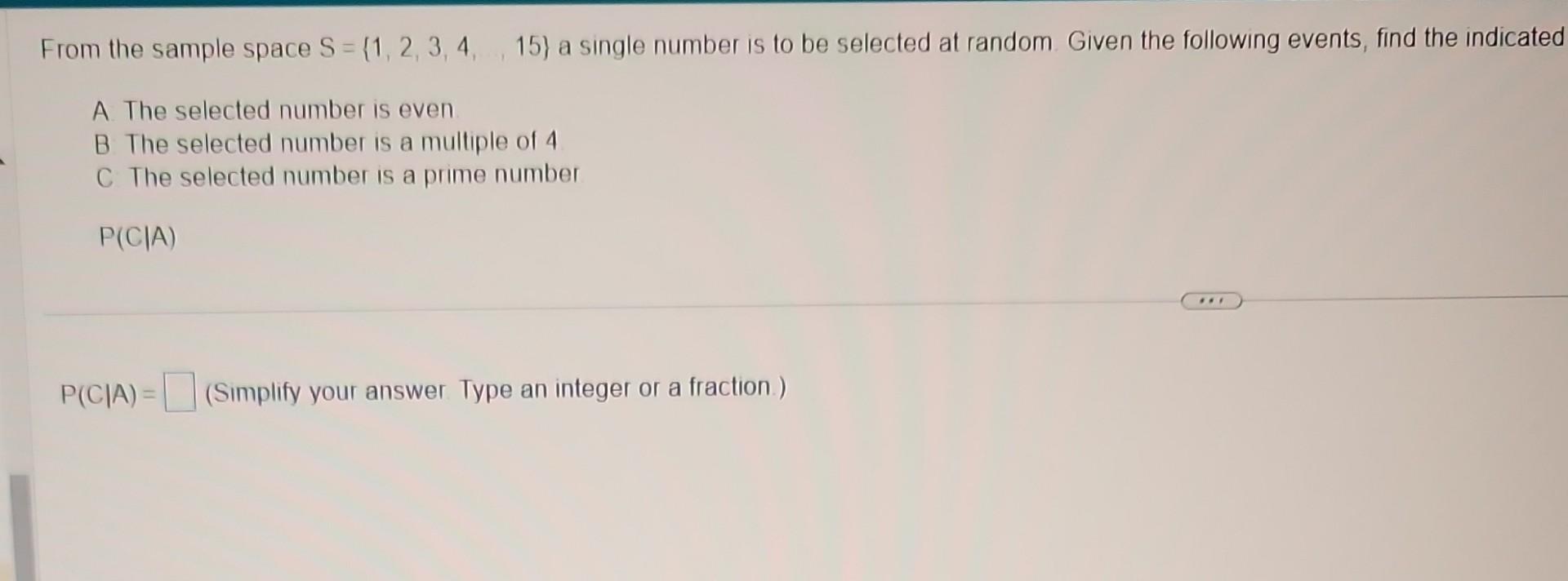 Solved From the sample space S={1,2,3,4,15} a single number | Chegg.com
