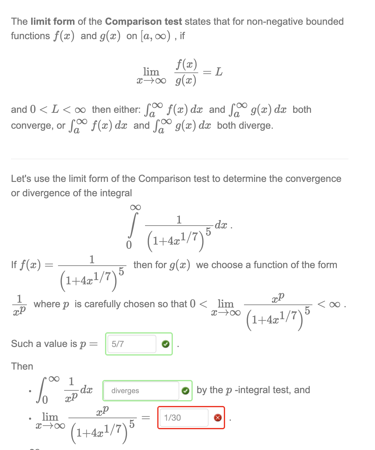 Solved The limit form of the Comparison test states that for | Chegg.com