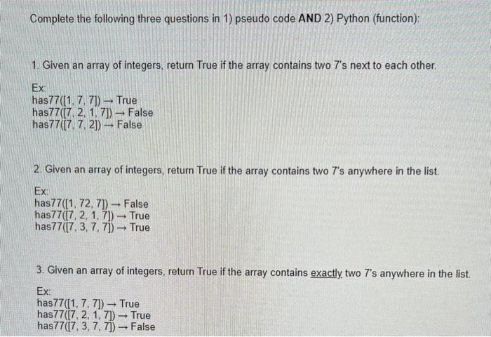 Solved Complete the following three questions in 1) pseudo | Chegg.com