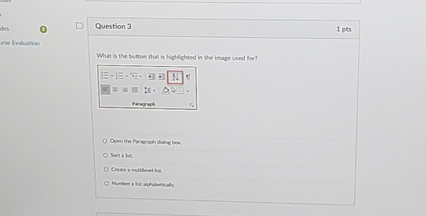 Solved des0Question 31 ﻿ptsurse EvaluationWhat is the button | Chegg.com