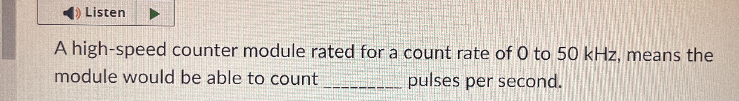 Solved ListenA high-speed counter module rated for a count | Chegg.com