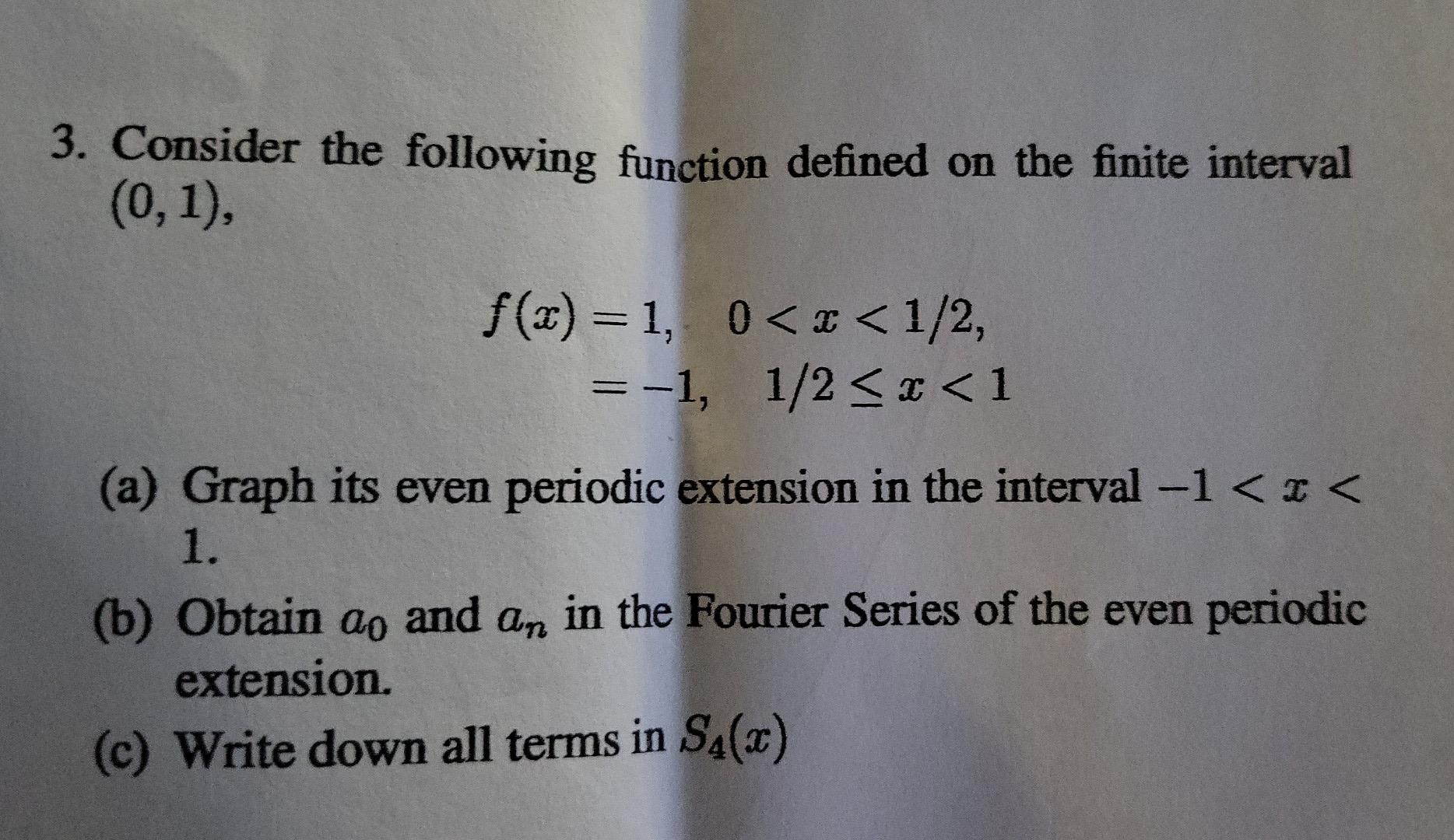 Solved 3. Consider the following function defined on the | Chegg.com