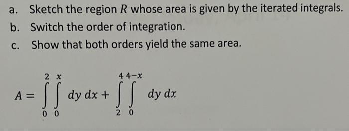 Solved a. Sketch the region R whose area is given by the | Chegg.com