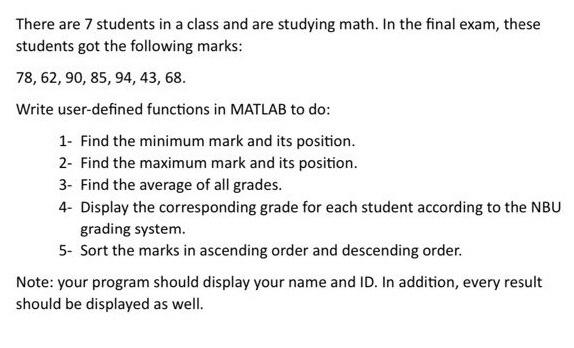 Solved There are 7 students in a class and are studying | Chegg.com
