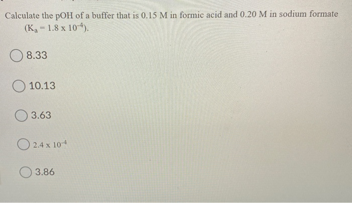 Solved Calculate the pOH of a buffer that is 0.15 M in | Chegg.com