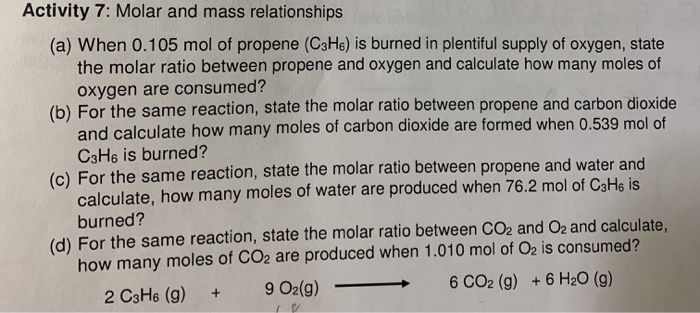 Solved Activity 7: Molar and mass relationships (a) When | Chegg.com