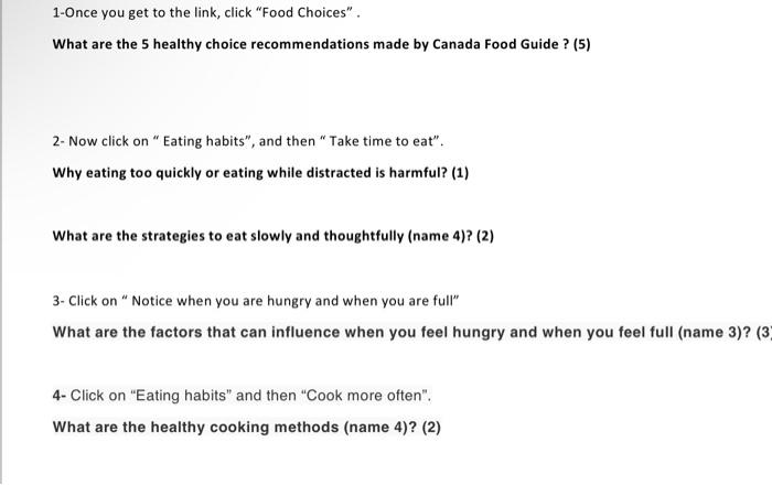 Solved 1-Once you get to the link, click "Food Choices". | Chegg.com