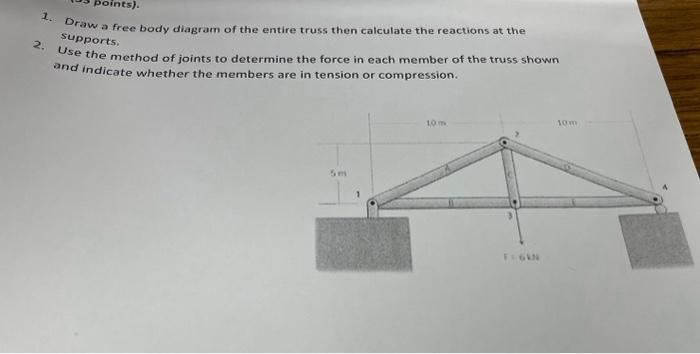 1. Draw a free body diagram of the entire truss then | Chegg.com