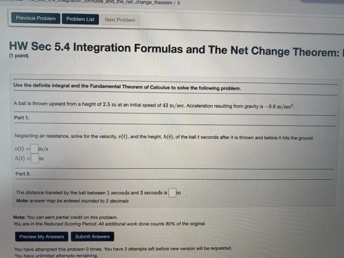 Solved HW Sec 5.4 Integration Formulas and The Net Change | Chegg.com