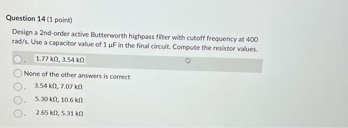 Solved Design a 2nd-order active Butterworth highpass filter | Chegg.com
