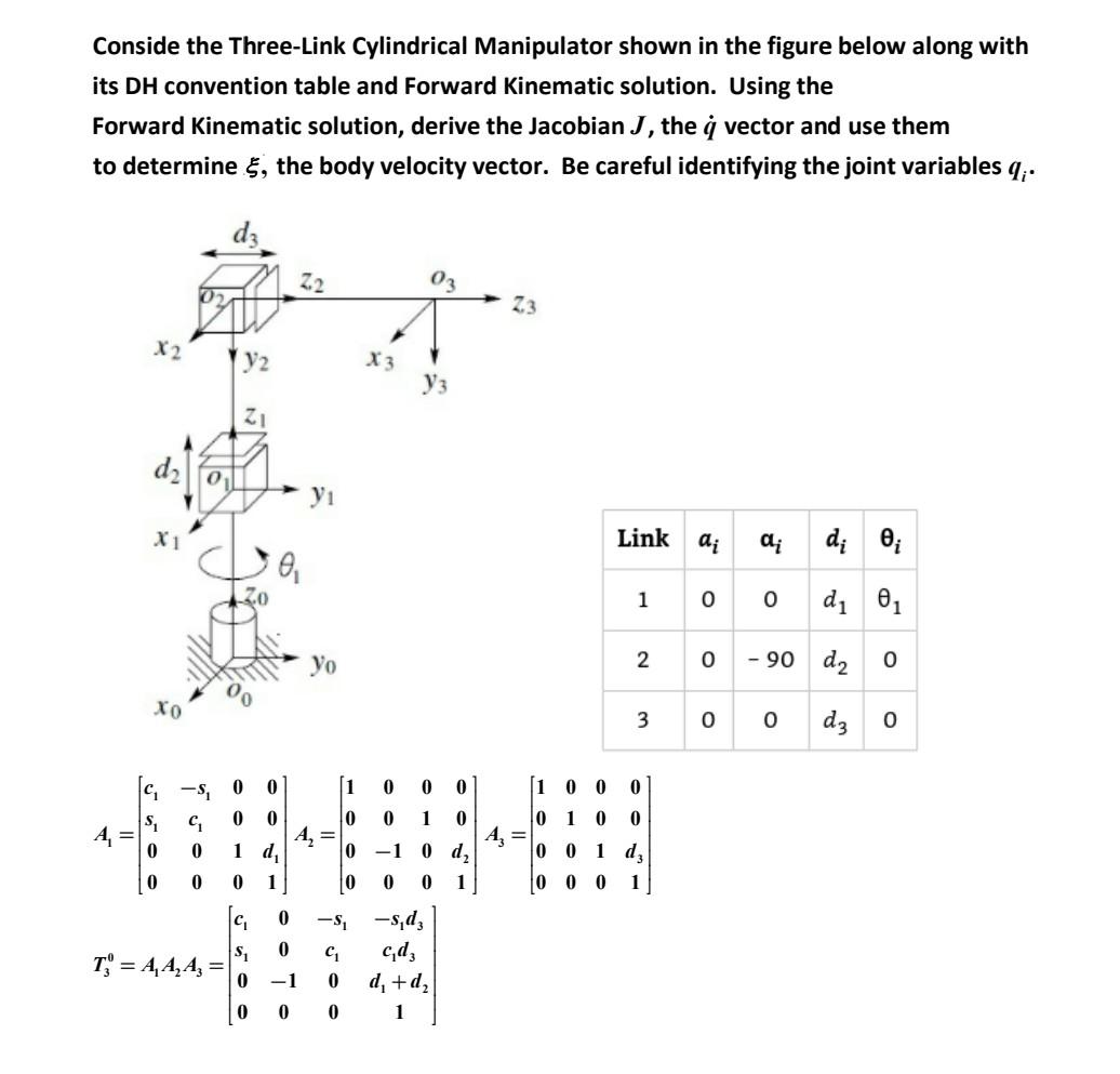 Solved Conside the Three-Link Cylindrical Manipulator shown | Chegg.com