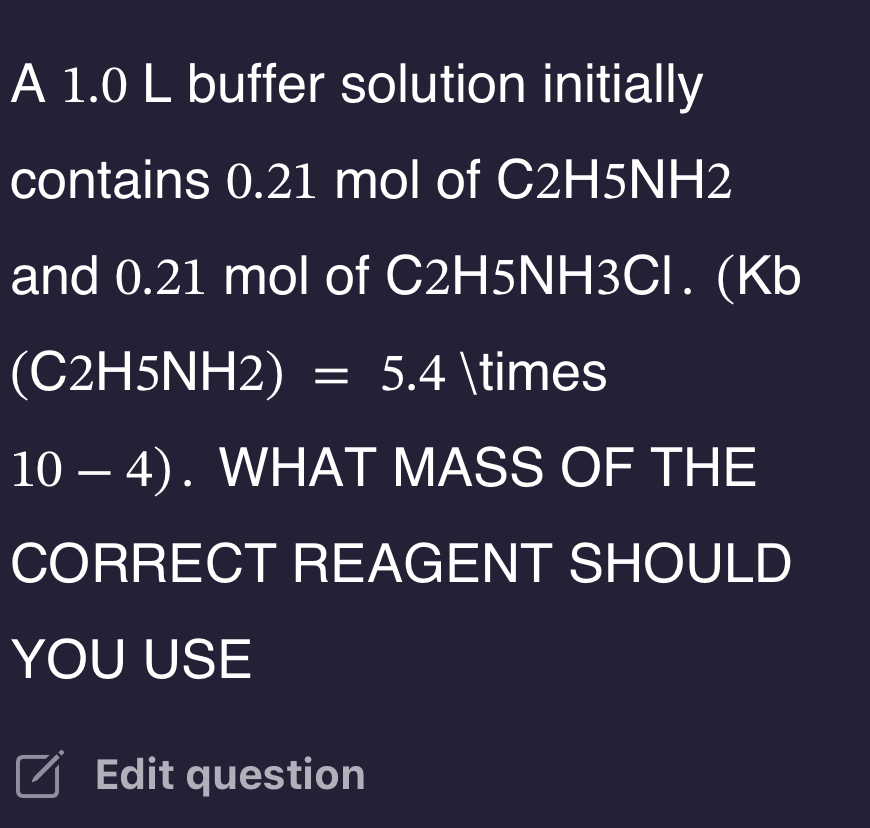 Solved A 1.0 ﻿L buffer solution initially contains 0.21 ﻿mol | Chegg.com