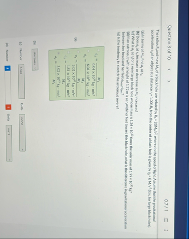 Solved Question 3 ﻿of 100.7/1The radius Rand mass M, ﻿of a | Chegg.com
