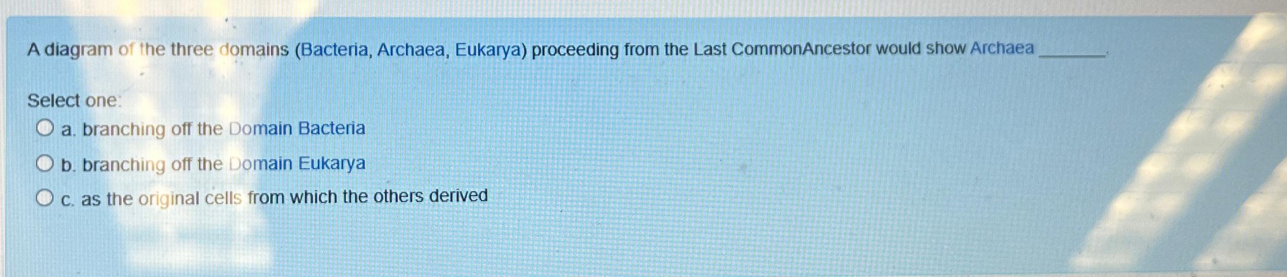 Solved A diagram of the three domains (Bacteria, ﻿Archaea, | Chegg.com