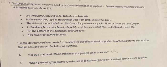 Solved StatCrunch Assignment - you will need to purchase a | Chegg.com