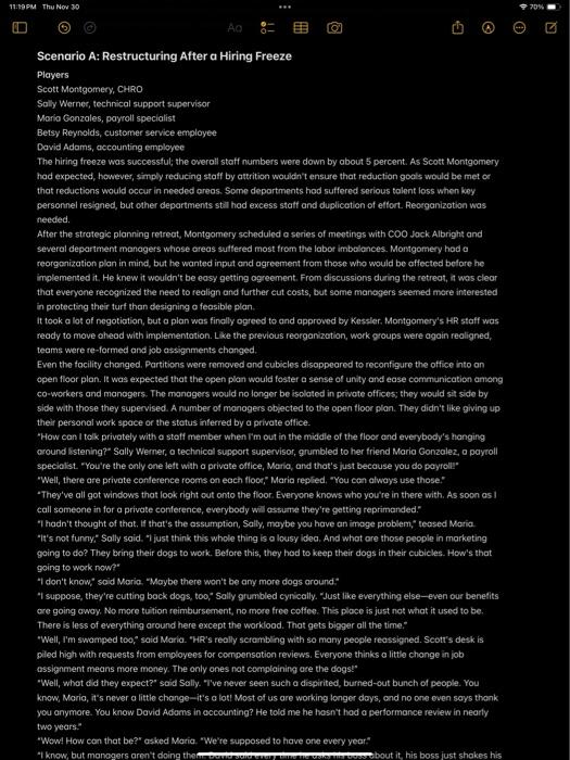 Solved Scenario A: Restructuring After a Hiring Freeze | Chegg.com