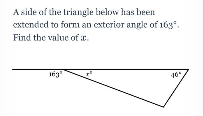 Solved A side of the triangle below has been extended to | Chegg.com