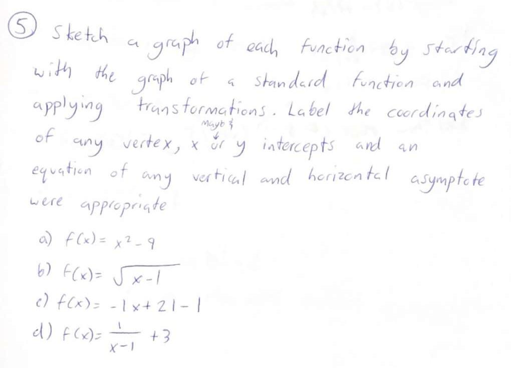 Solved a 5 Sketch with the graph of 4 graph of each function | Chegg.com