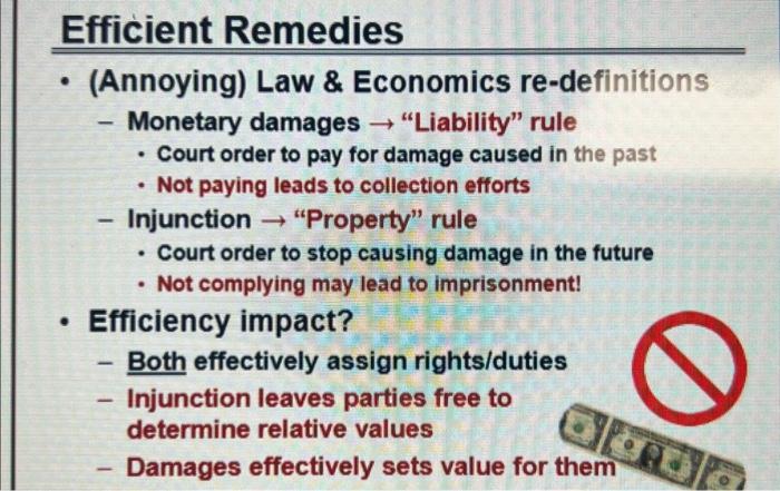 Solved Decide whether a court should use an injunction or | Chegg.com