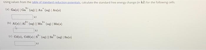 Solved Using values from the table of standard reduction | Chegg.com