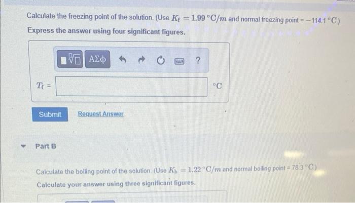 Solved Calculate the freezing point and boiling point of a | Chegg.com