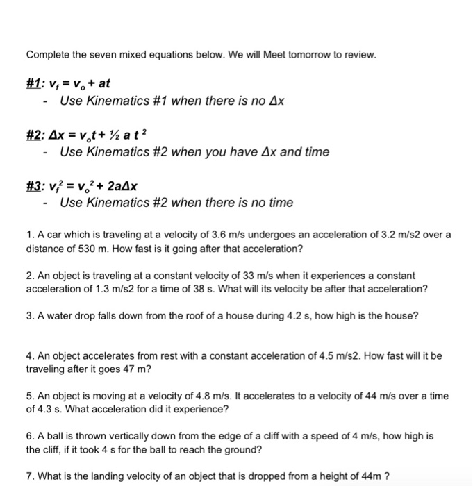 Solved Complete the seven mixed equations below. We will | Chegg.com