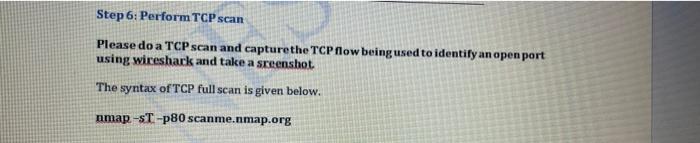 Solved Step 6 Perform Tcp Scan Please Do A Tcp Scan And