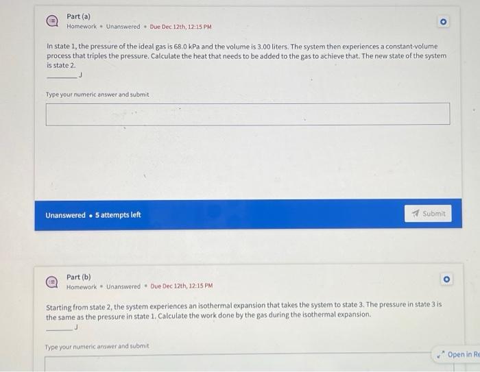 Solved Three processes are done on a system of ideal gas, | Chegg.com