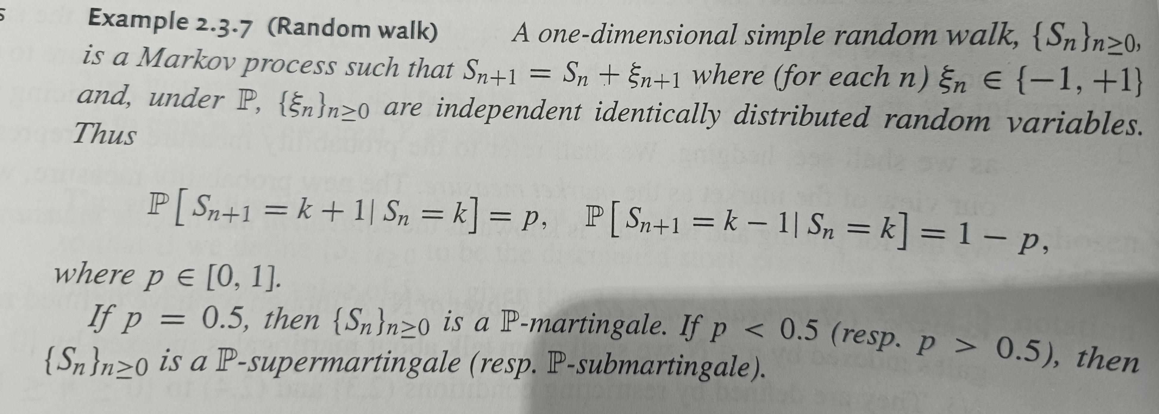 Solved Example 2.3 .7 (Random ﻿walk) ﻿A one-dimensional | Chegg.com