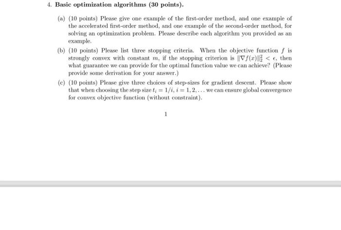Solved 4 Basic Optimization Algorithms 30 Points A