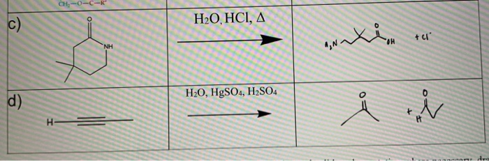 Solved CH- 0-2" c) H20, HCI, A xion + 1 NH H20, HgSO4, H2SO4 | Chegg.com